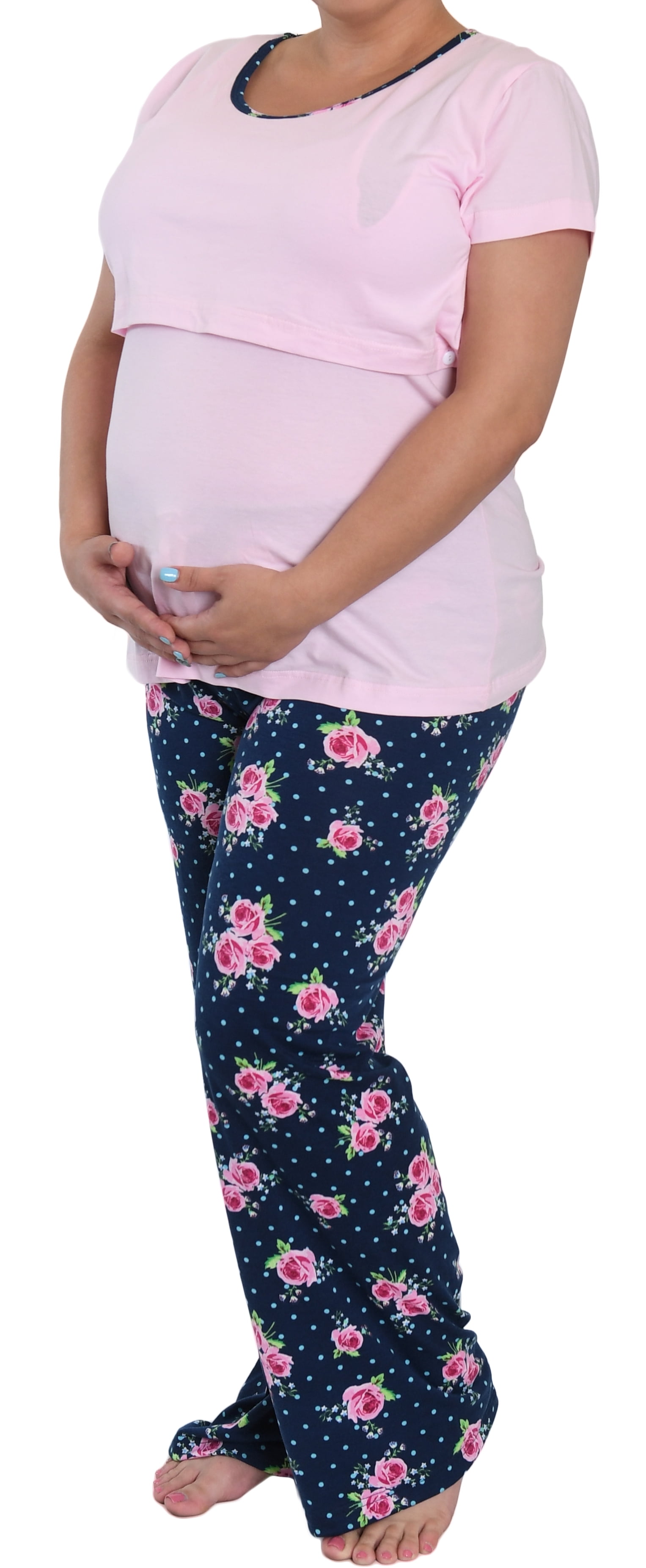 Dynabelly Short Sleeve with Nursing Flap PJ Top & Printed PJ Pants ...