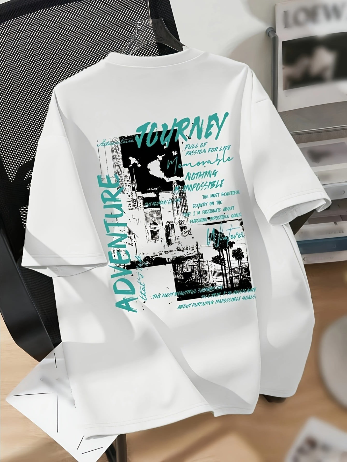 Short-Sleeved T-Shirt with a Vintage Cartoon Landscape Design for ...