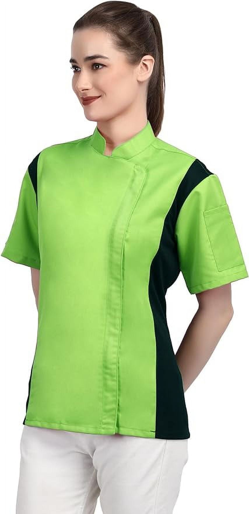 Short Sleeves Green Color Zipper Chef Coat Jacket Uniform for women ...