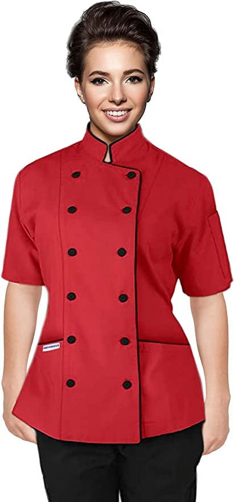 Short Sleeves Tailored Fit Chef Coat Jacket Uniform for Women for Food ...