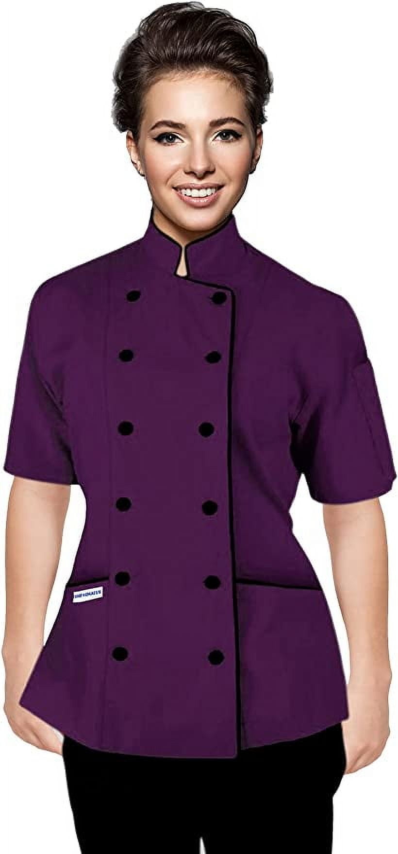 Short Sleeves Tailored Fit Chef Coat Jacket Uniform for Women for Food ...