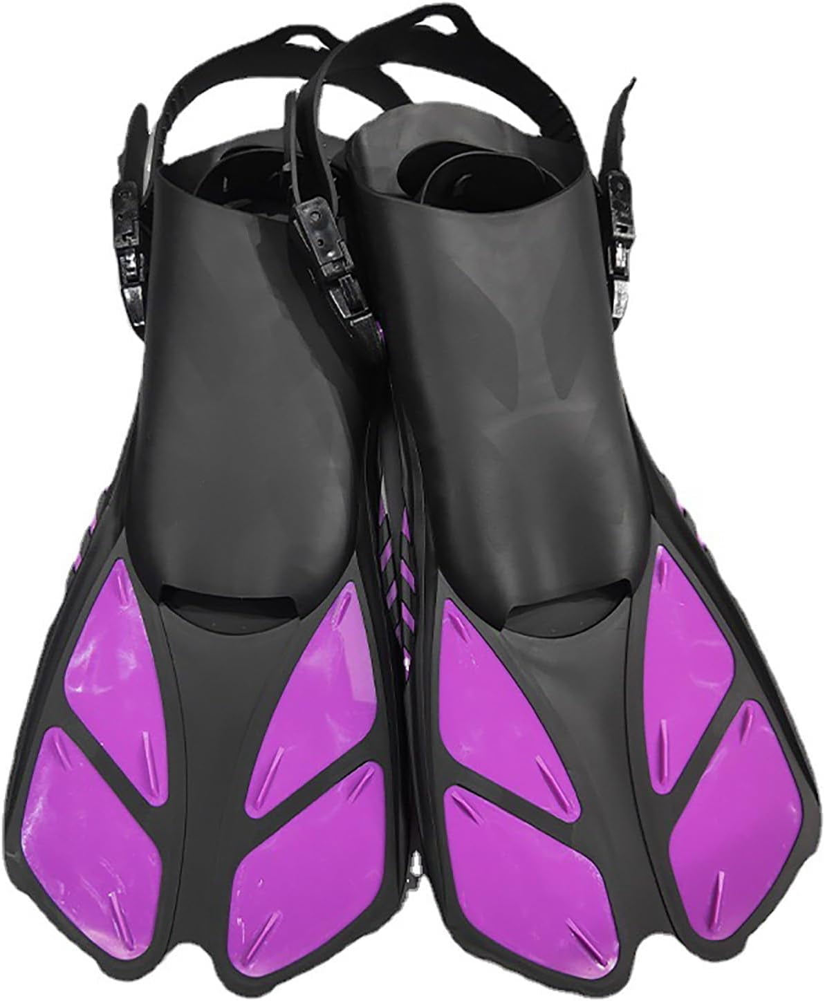 Short Snorkels Fins Travel Size Flippers Adjustable Open Heel Swim ...