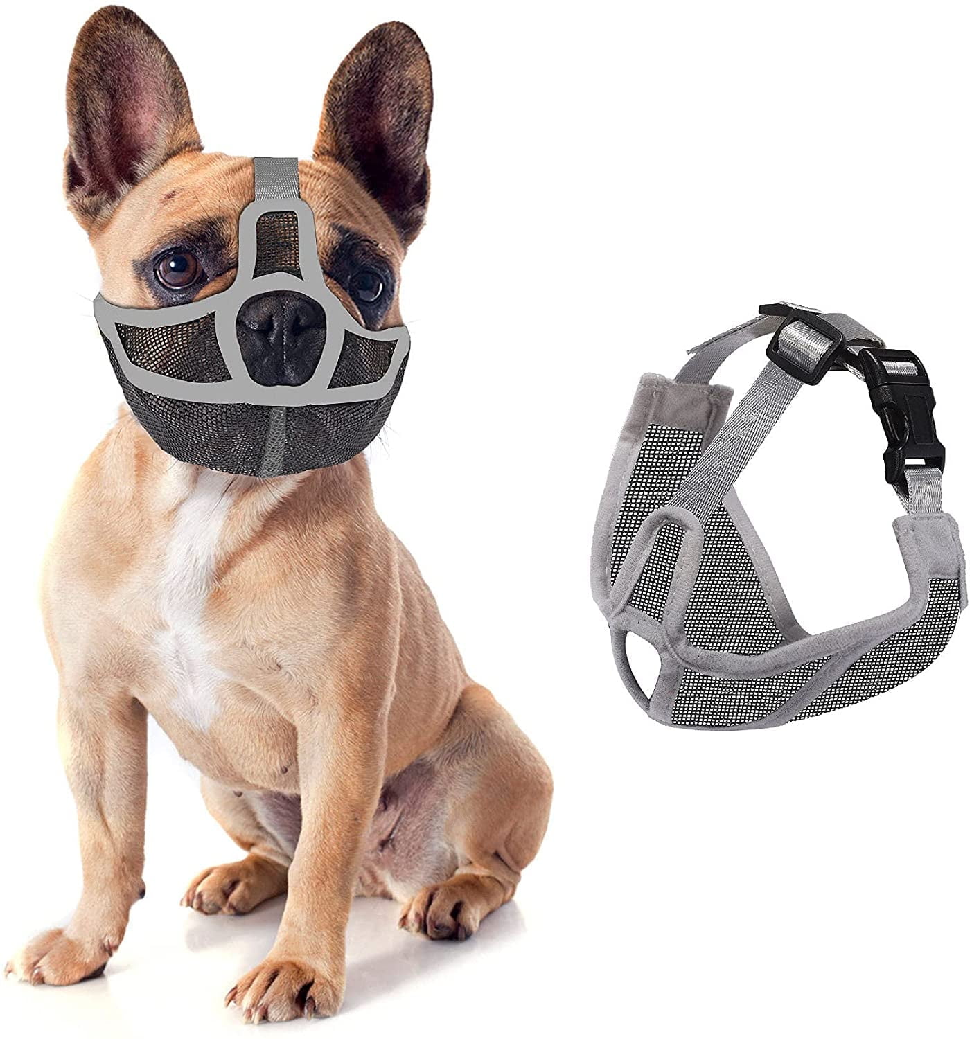 Short Snout Dog Muzzle, Adjustable Bulldog Mask Breathable Mesh Dogs ...
