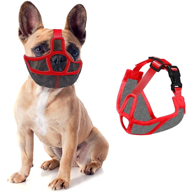Short Snout Dog Muzzle, Adjustable Bulldog Mask Breathable Mesh Dogs ...