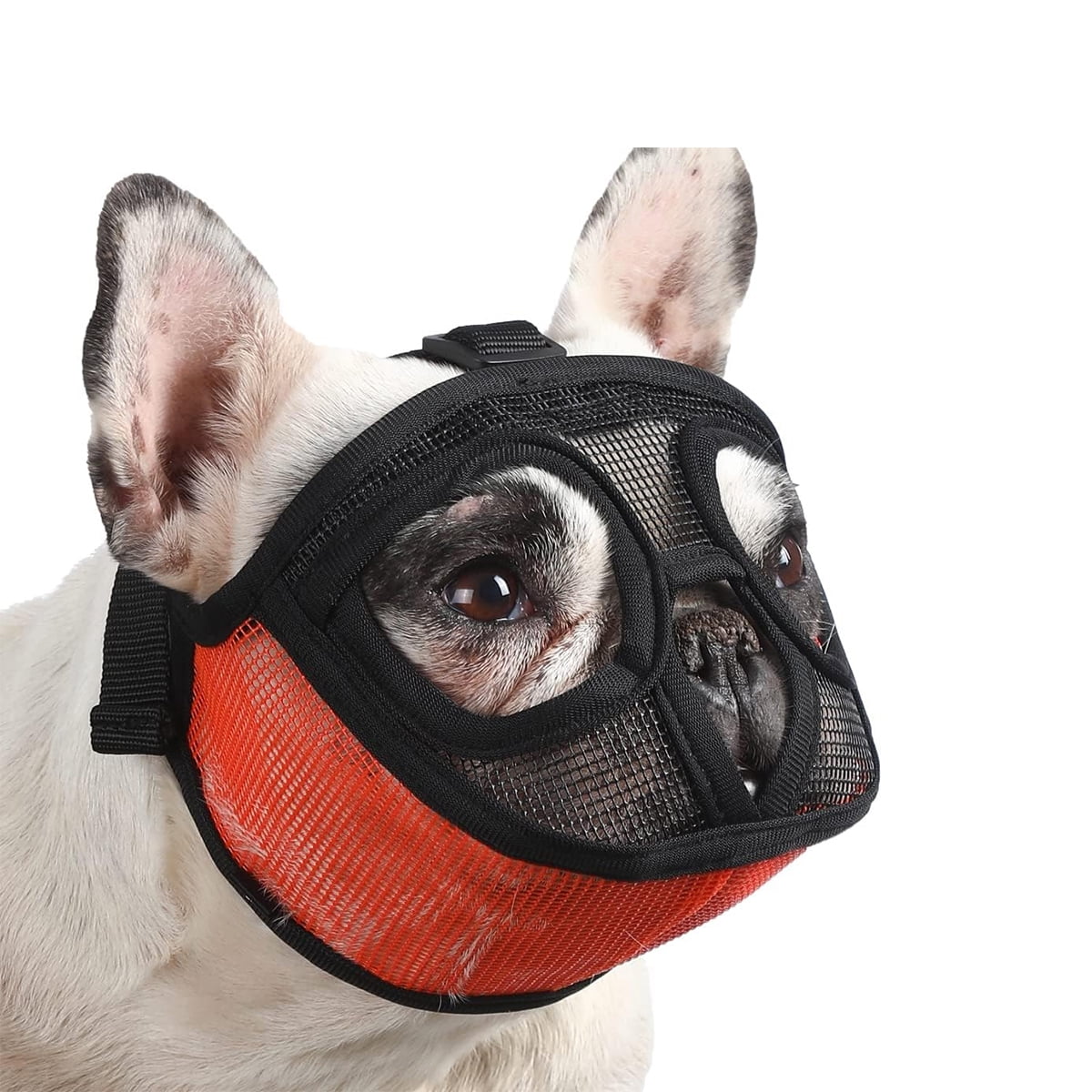 Short Snout Dog Muzzle, Breathable Mesh Flat Faced Muzzle for Bulldog ...