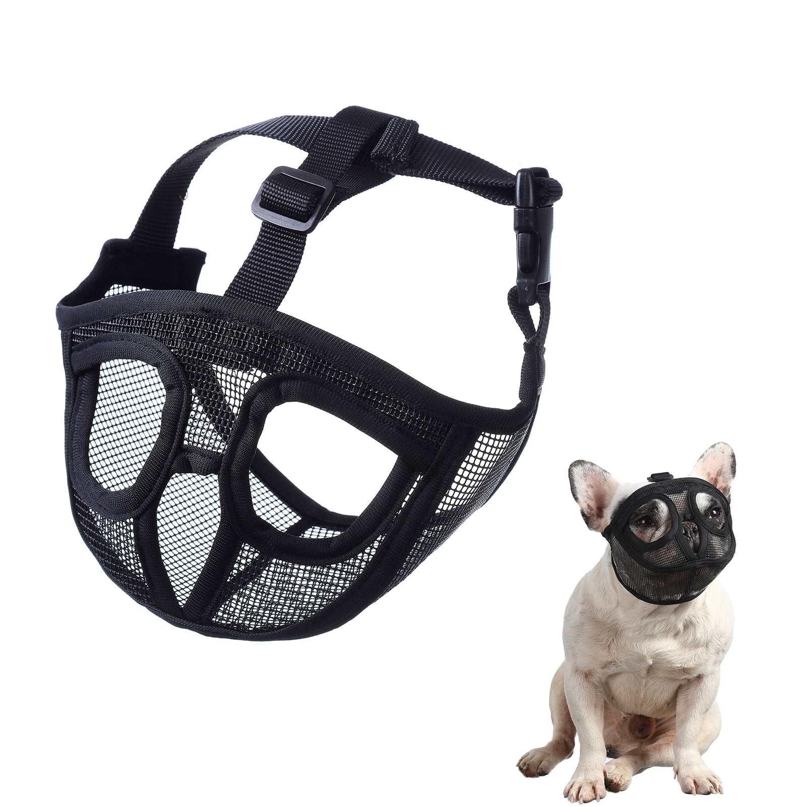 Short Snout Dog Muzzle Bulldog Muzzle Adjustable Breathable Mesh For ...