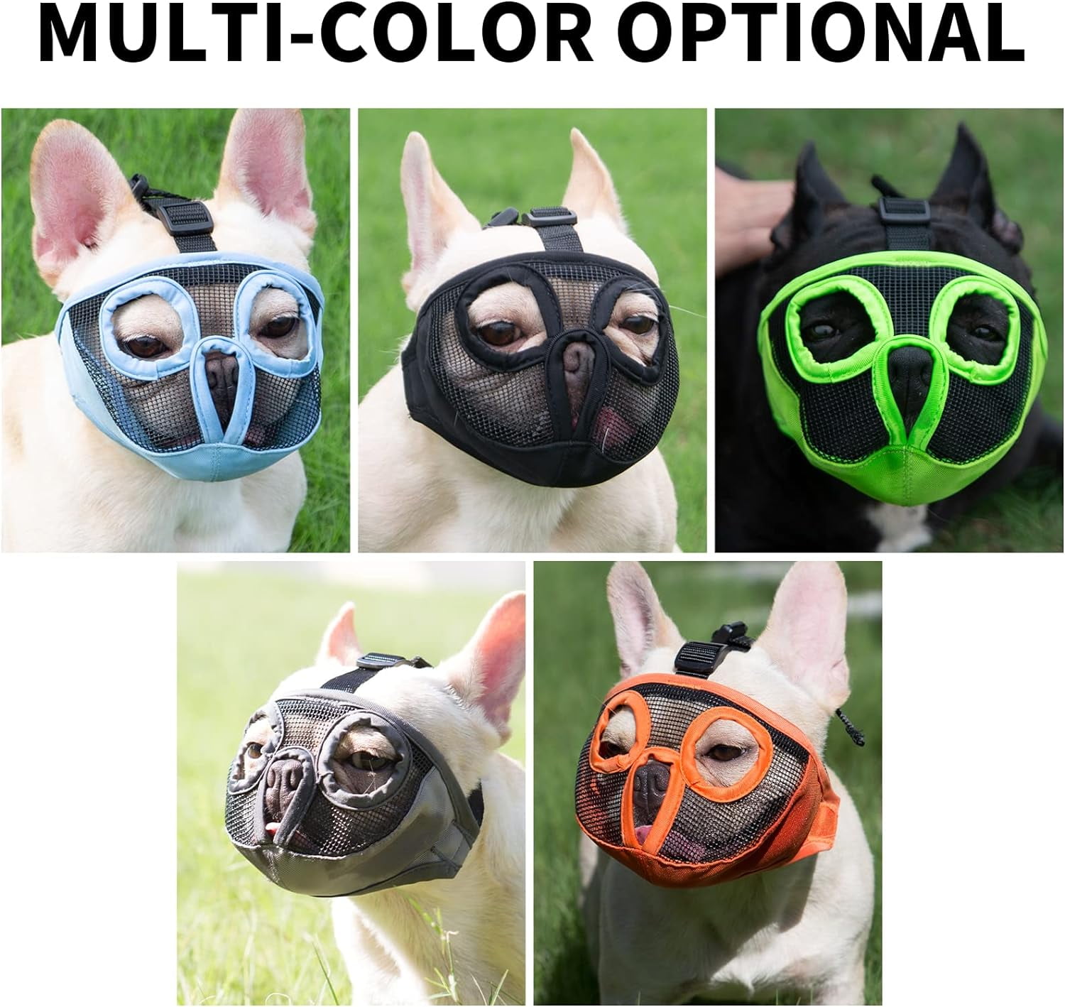 Short Snout Dog Muzzles- Adjustable Breathable Mesh Bulldog Muzzle for ...