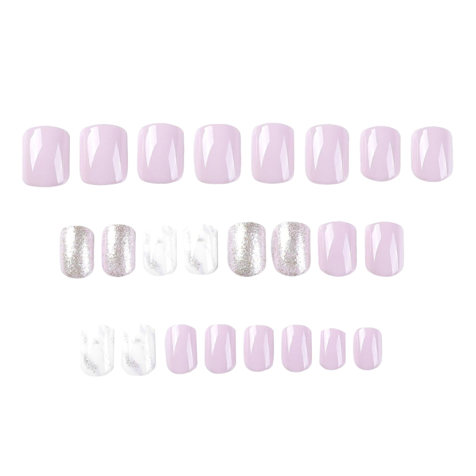 Short Square Acrylic Nails - Apricot Design, Full Cover, Glossy Finish ...