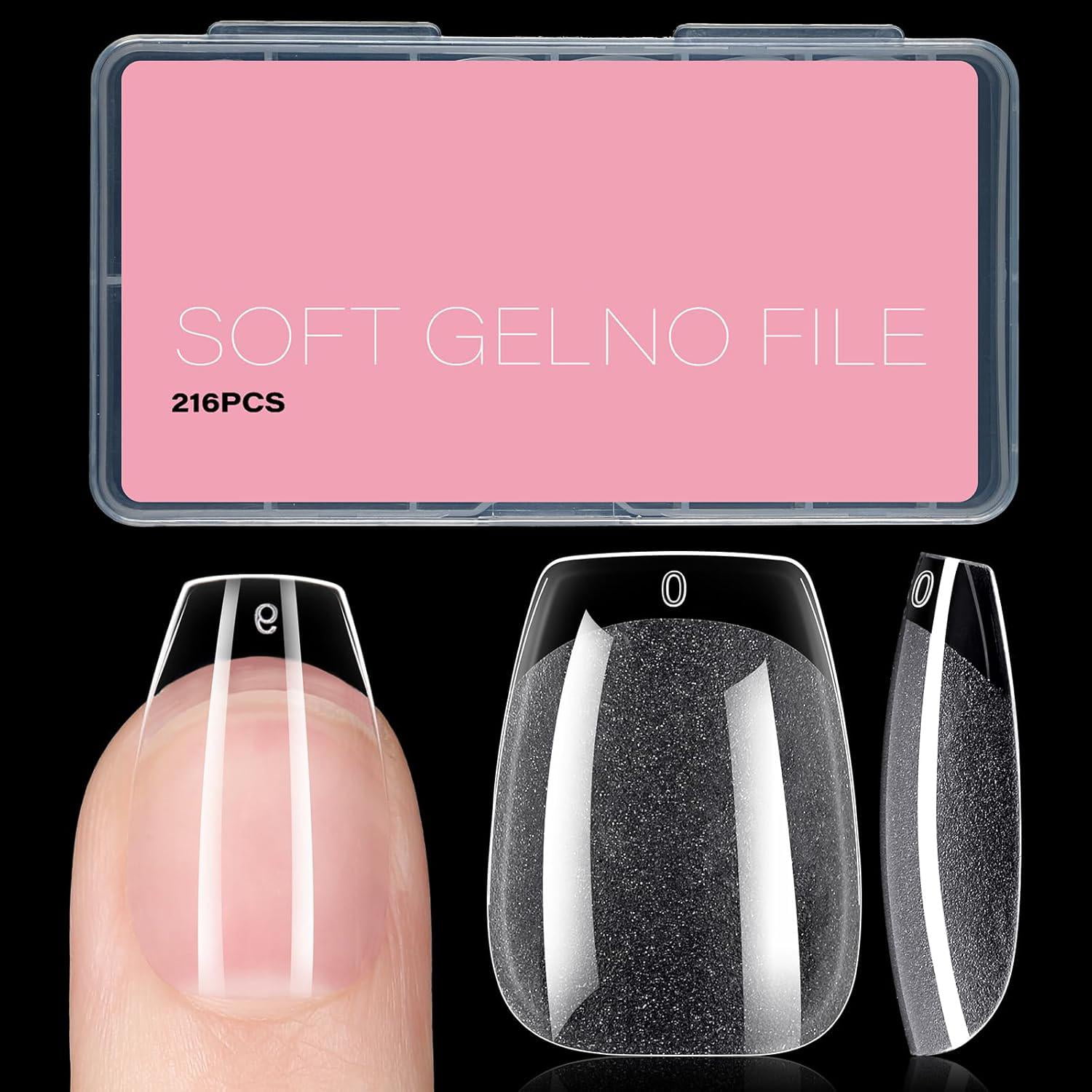 Short Square Nail sets Soft Gel Full Cover Clear Gelly Nail Tips Half ...
