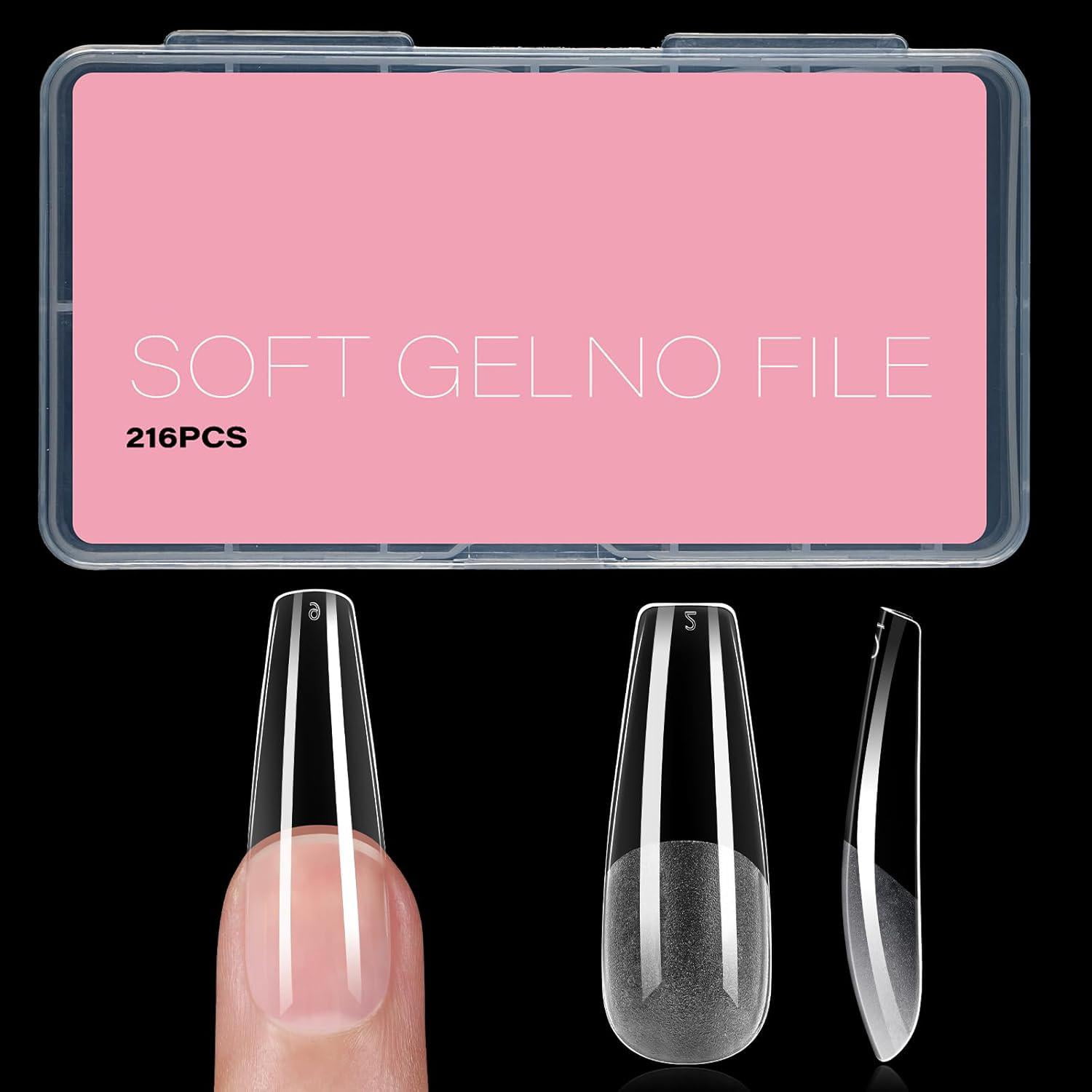 Short Square Nail sets Soft Gel Full Cover Clear Gelly Nail Tips Half ...