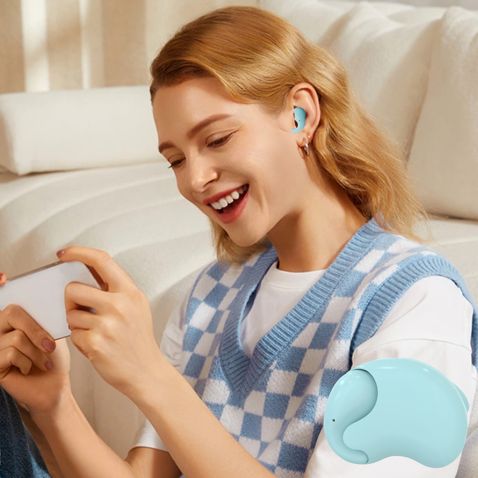 Short Stemmed True Wireless Bluetooth Earphones Small Semi In Ear Low ...
