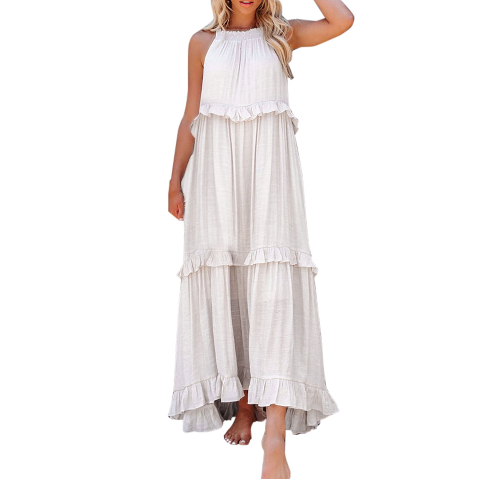 Short Summer Dresses For Women 2023 Halter Sleeveless Tiered Loose ...