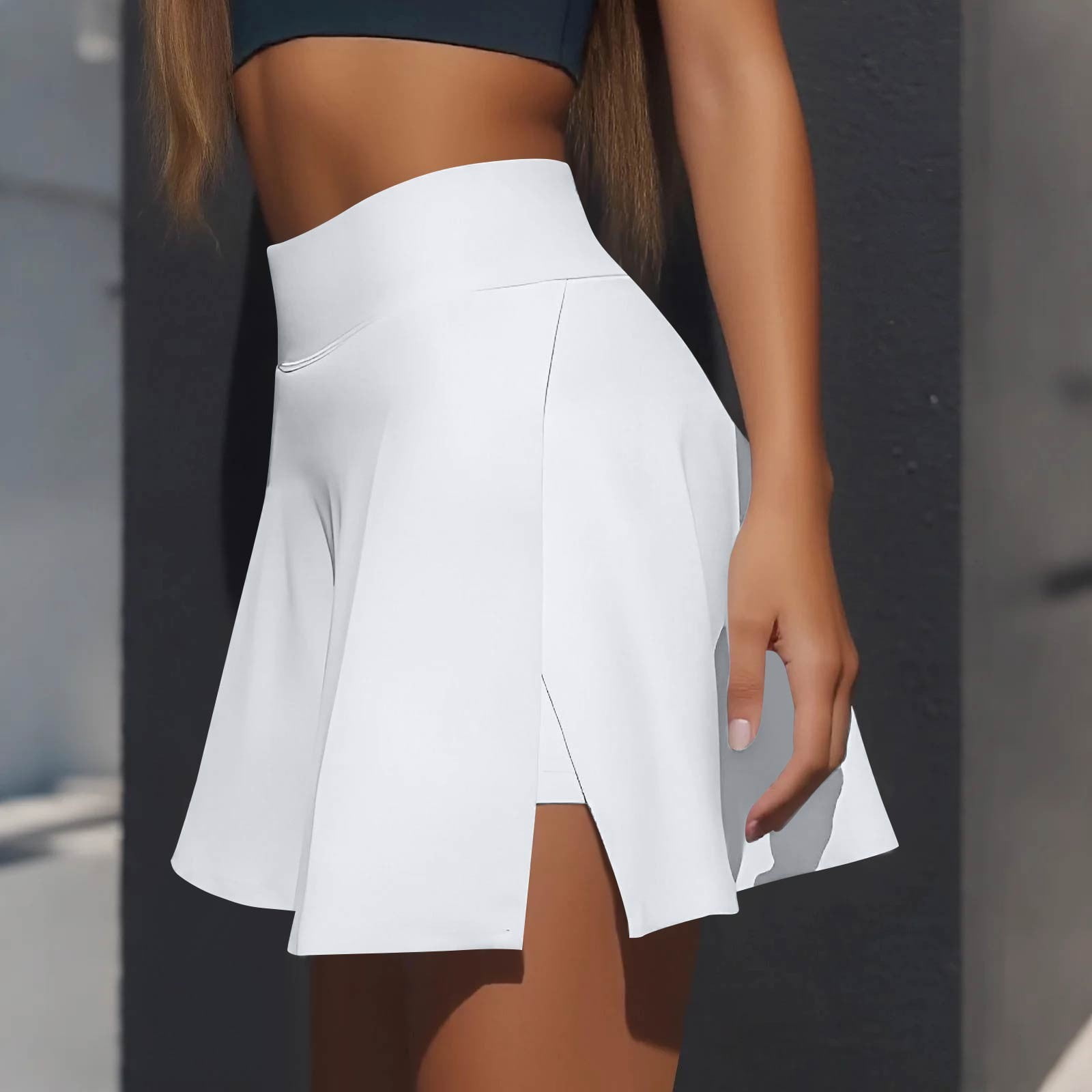 Short Summer Skirts for Women Stretchy High Waisted Tummy Control Exercise Athletic Shorts Side ...