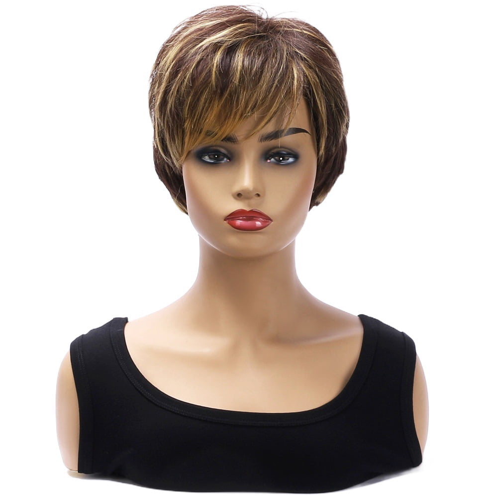 Short Synthetic Synthetic Wigs Hair Wigs for Women - Mixed Brown Color ...
