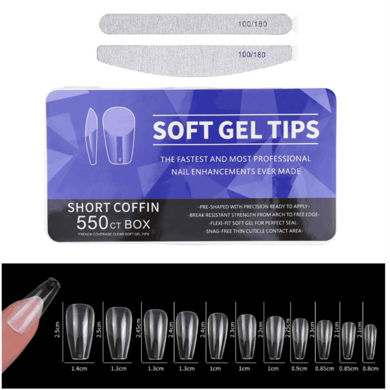 Short Trapezoid Nail Tips, Jademall 550Pcs Ultra Thin Seamless Semi ...