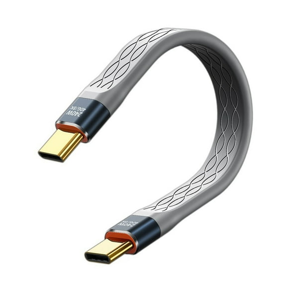 Short USB C Cable 5Inch Flat Cord 40Gbps Speed 240W Power Delivery for ...