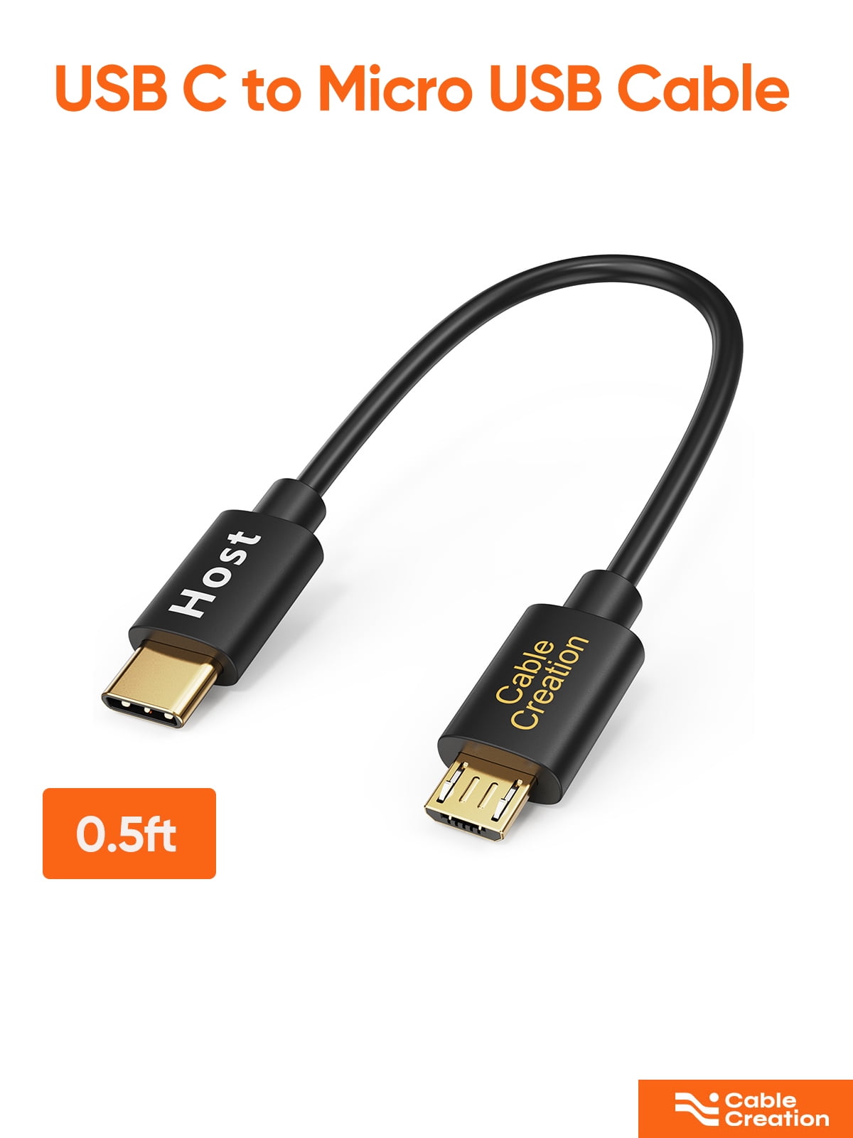 Short Short USB C to Micro USB 0.5FT, CableCreation USB-C Type to Micro ...