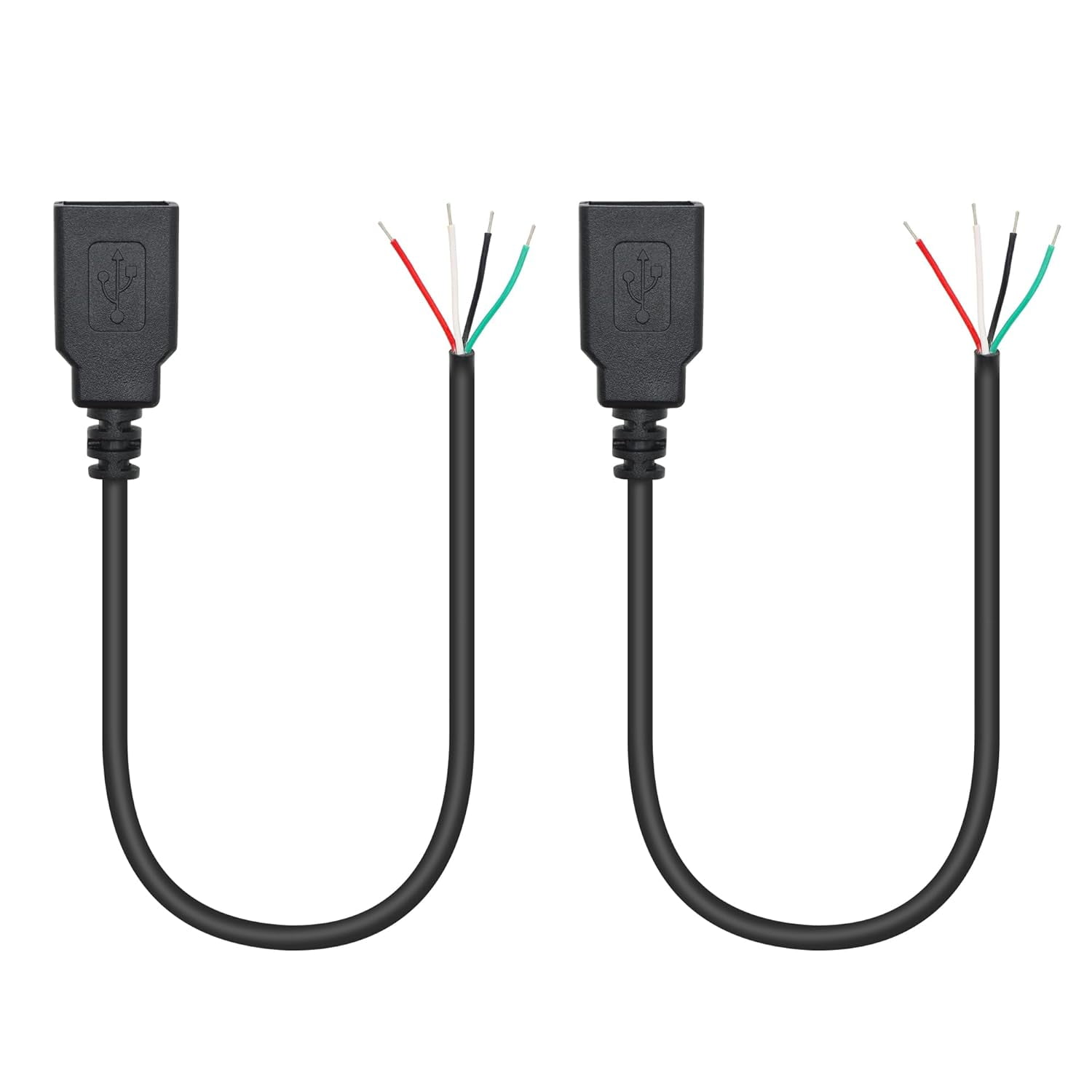 Short USB A Female 4 Pin Bare Wire 11inch,USB 5V/2A 4 Pin Pigtail Open ...