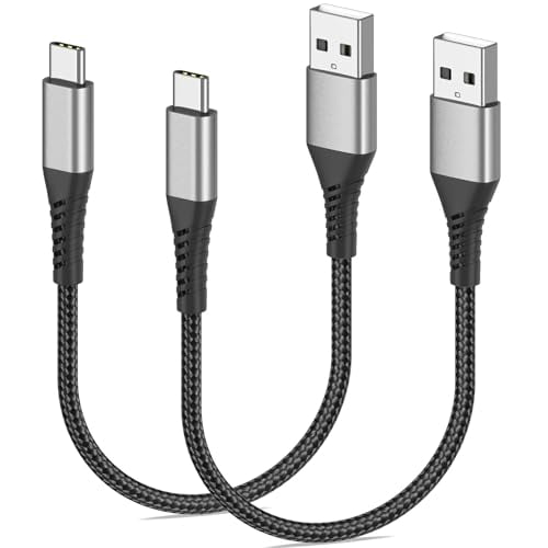 Short USB A to USB C Cable 1FT, 2 Pack Braided 3A USB A to Type C Fast ...
