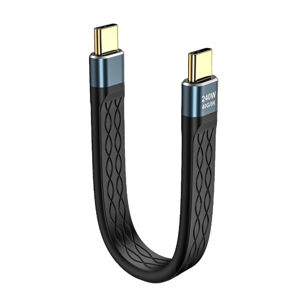 Short USB4 Cable 5inch Flat Flexible Type C Supports 40Gbps Data ...