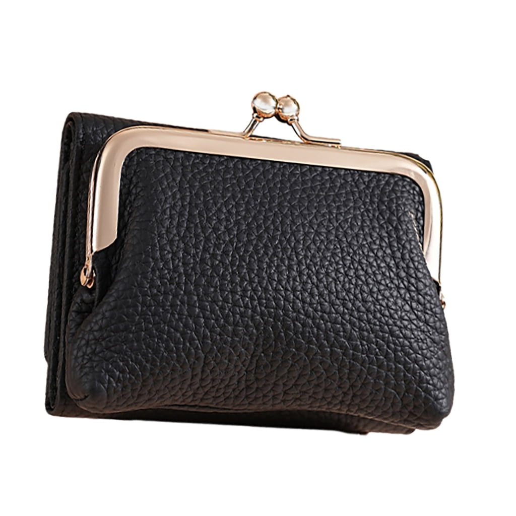 Short Wallet Credit Card Holder for Women Kiss Lock Coin Pocket PU ...