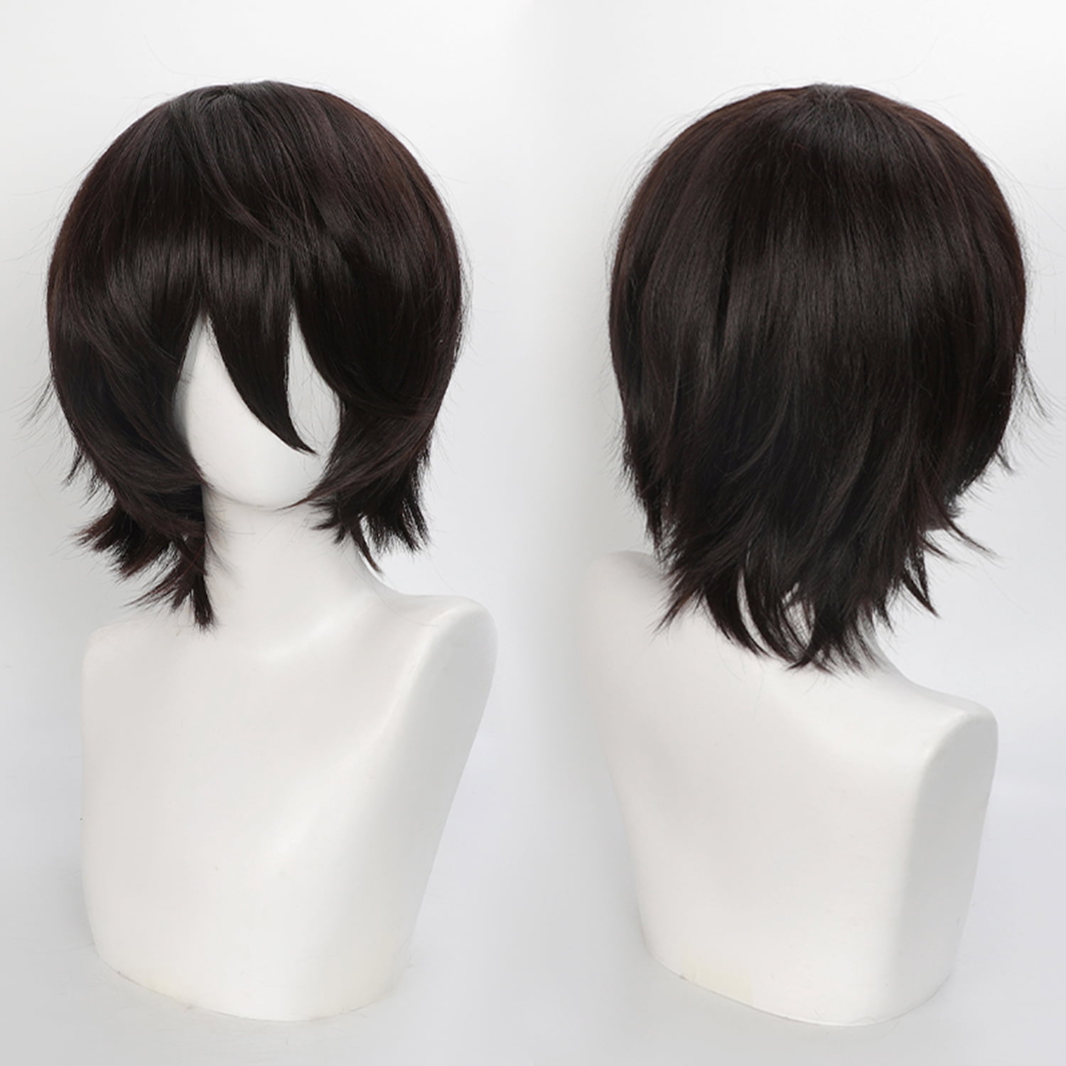 Short Wavy Bob Synthetic Wig with Air Bangs Heat Resistance Shoulder ...