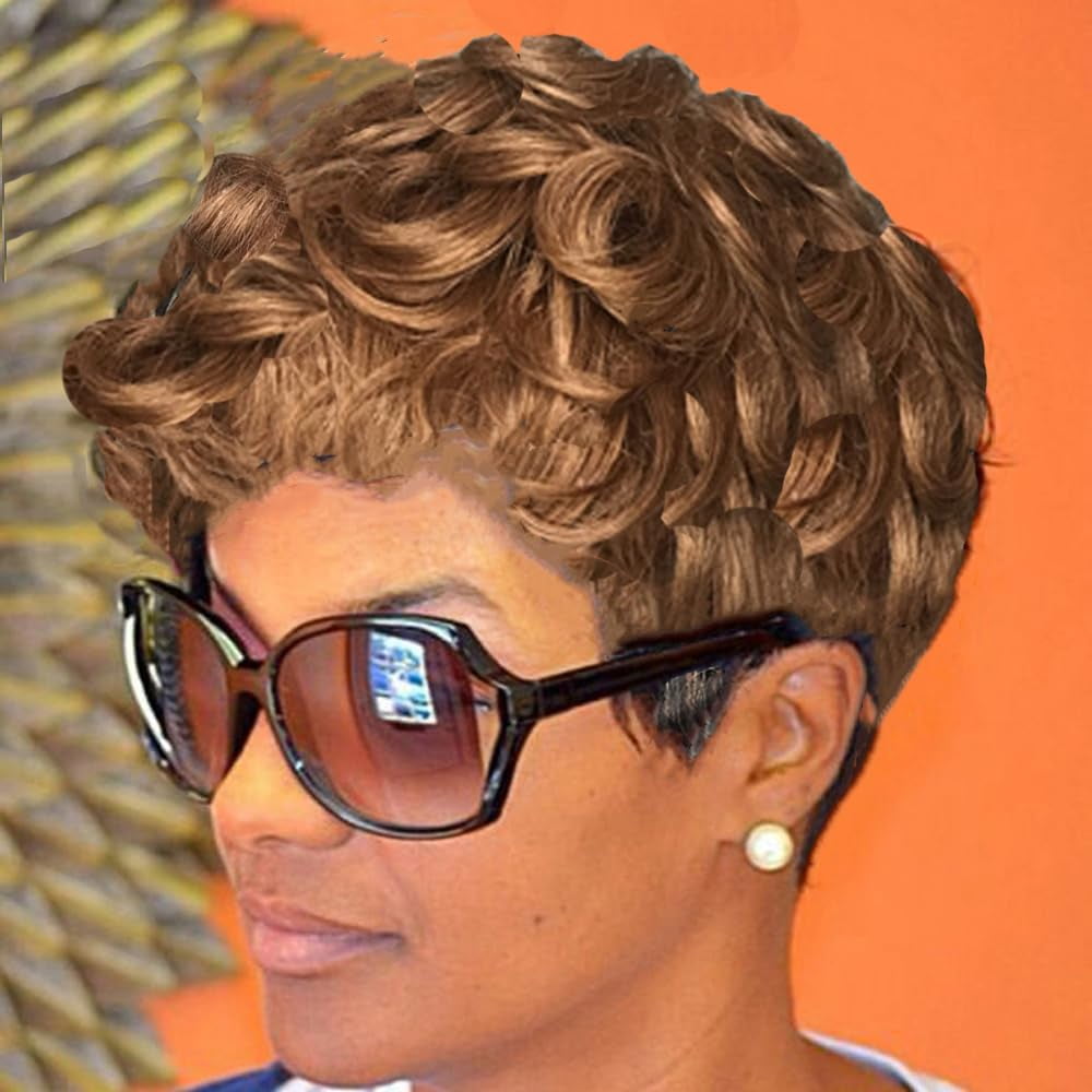 Short Wig with Side Bangs Pixie Cut Wig Human Hair Short Wigs Human ...