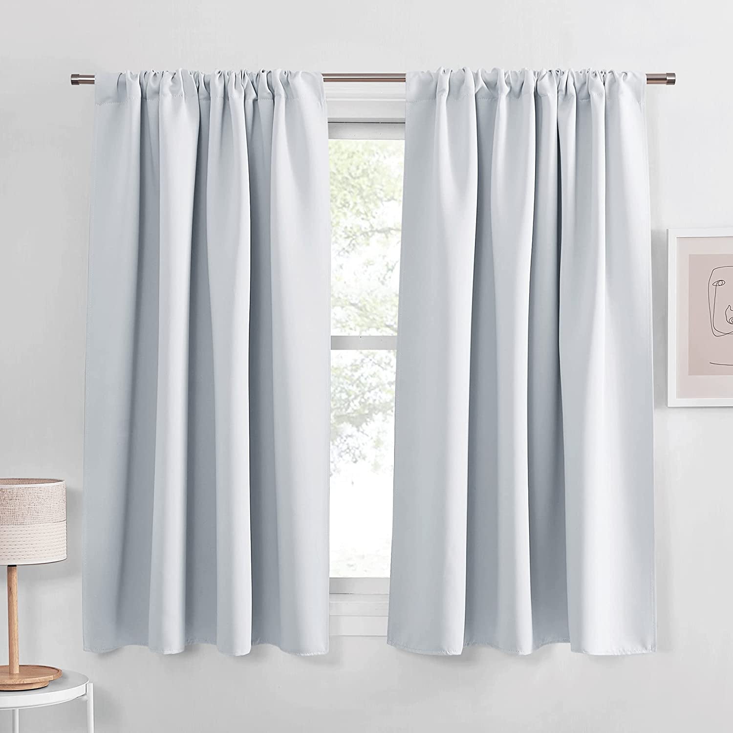 Short Window Curtain Panels 40 inch Long - Rod Pocket Room Darkening ...