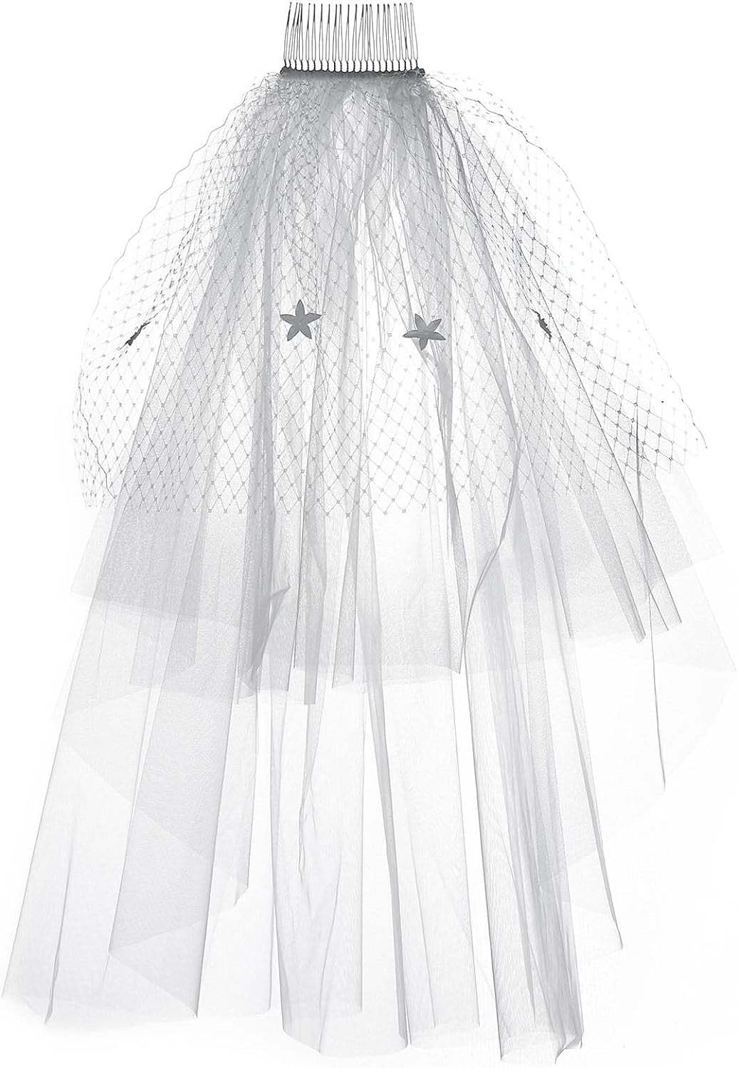 Short Women's Wedding Veil 3 Tier Lace Veil Bridal Tulle Veil White ...