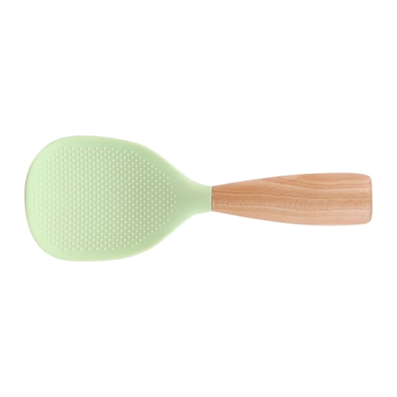 Short Wooden Handle Silicone Spatula Spoon for Rice Cooking, Heat ...