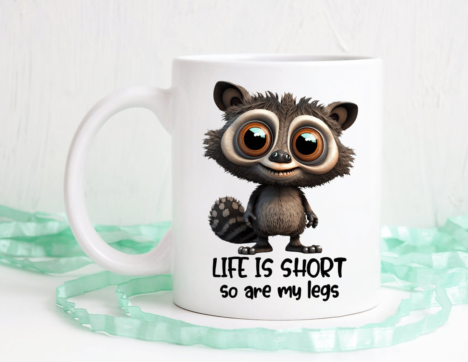 Short legs, racoon mug, funny racoon, funny mug, trash panda ...