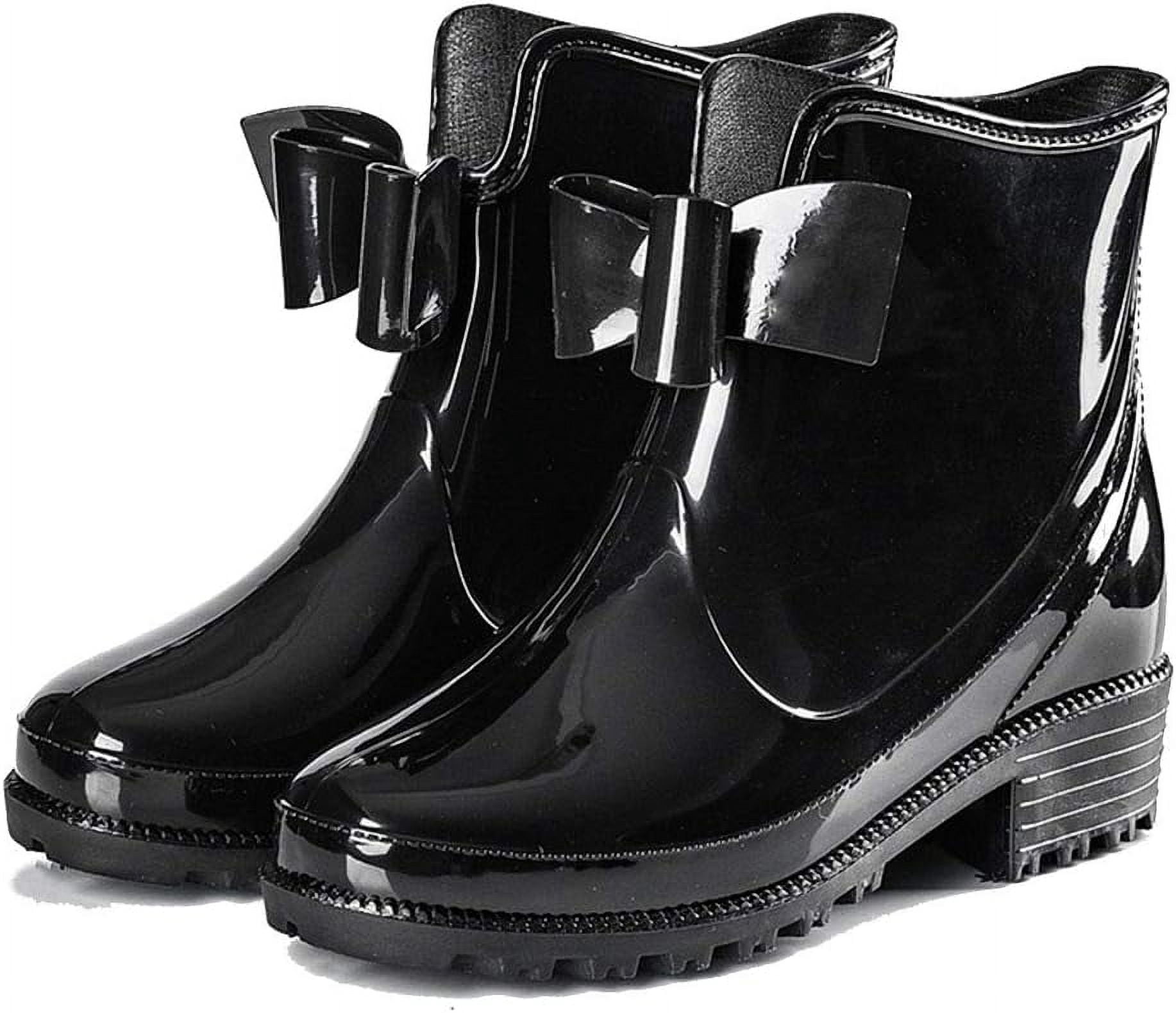Short-tube women's rain boots waterproof non-slip flat heel students ...