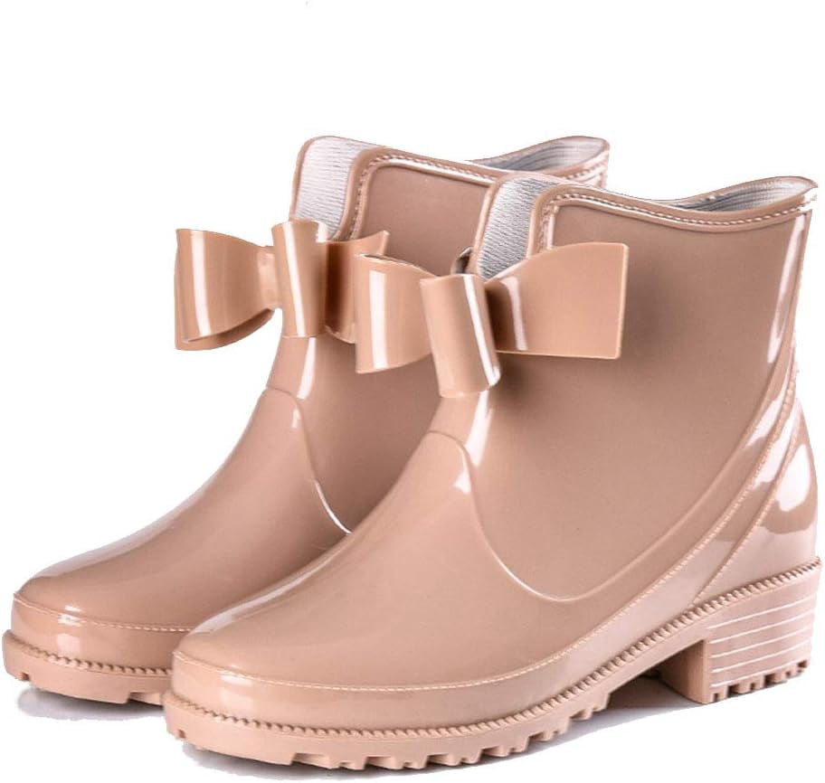 Short-tube women's rain boots waterproof non-slip flat heel students ...