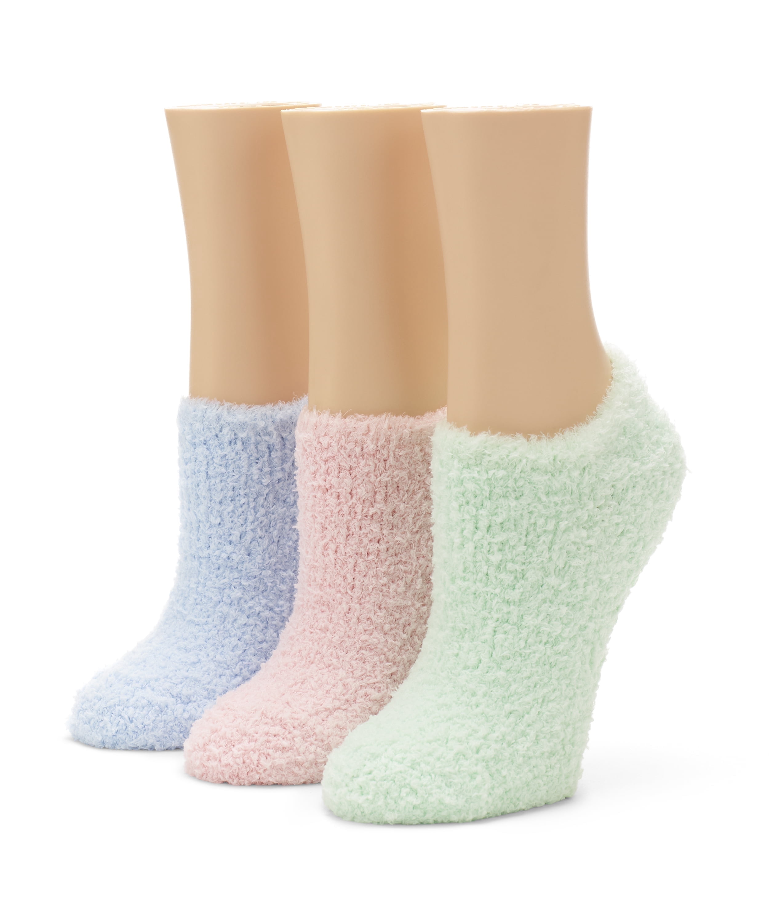 No nonsense Women's Shortie Slipper Sock 3 Pair Pack, Light Blue/Light ...