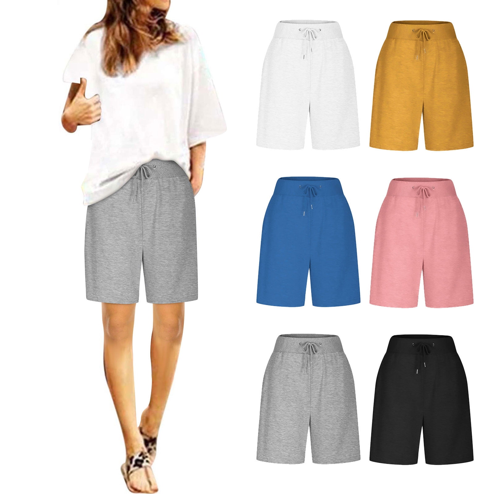 Shorts For Women Casual Summer Drawstring Cargo Short Athletic Running ...