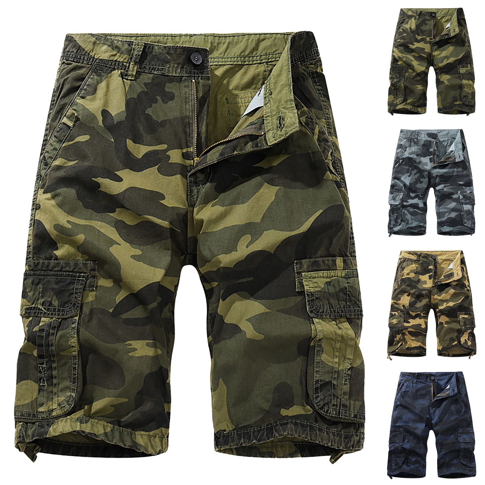 Shorts Men Baggy Summer Vintage Pocket Cargo Shorts Printed Bermuda ...