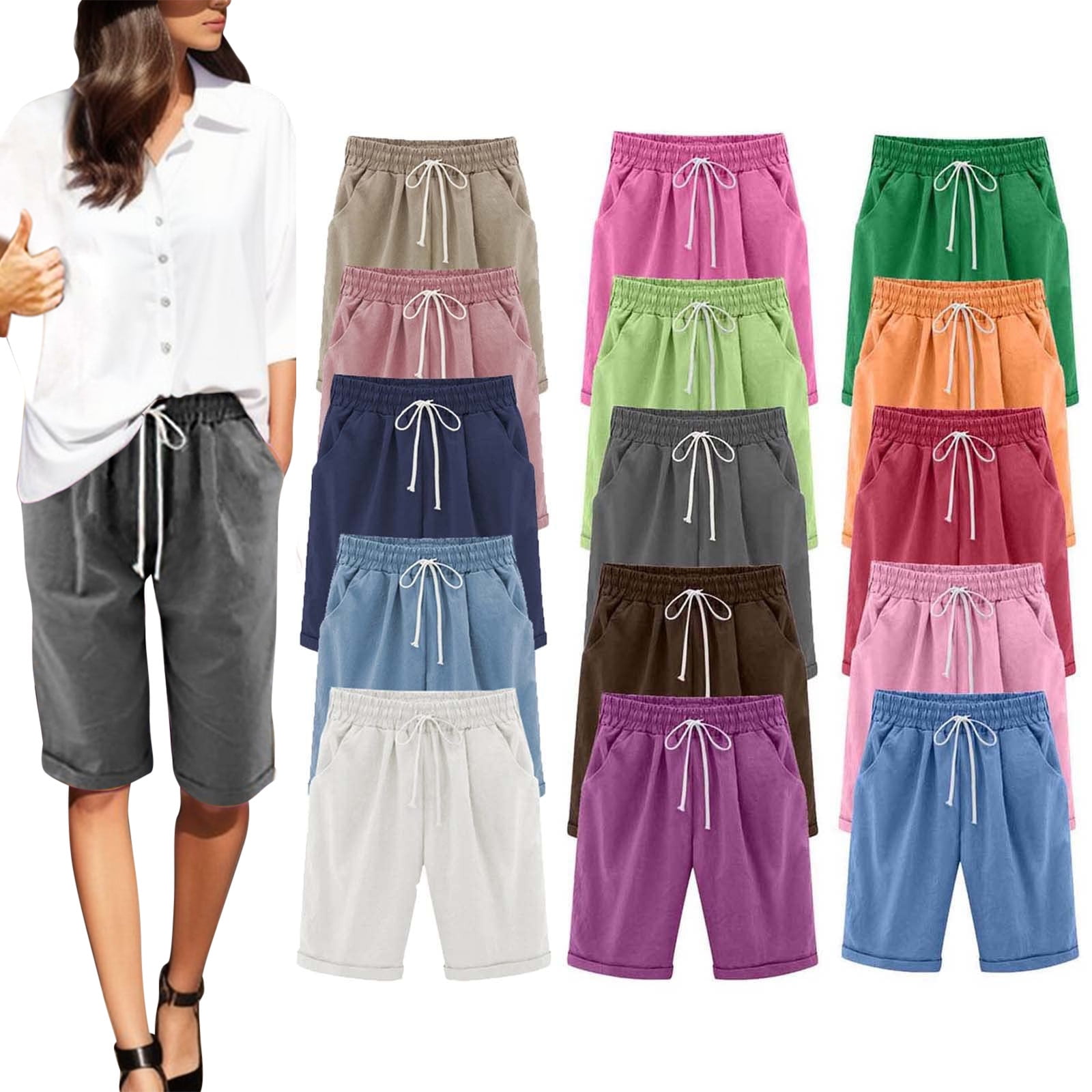 Shorts Plus Size Women Plus Size High Waisted Lacing Beach Workout ...