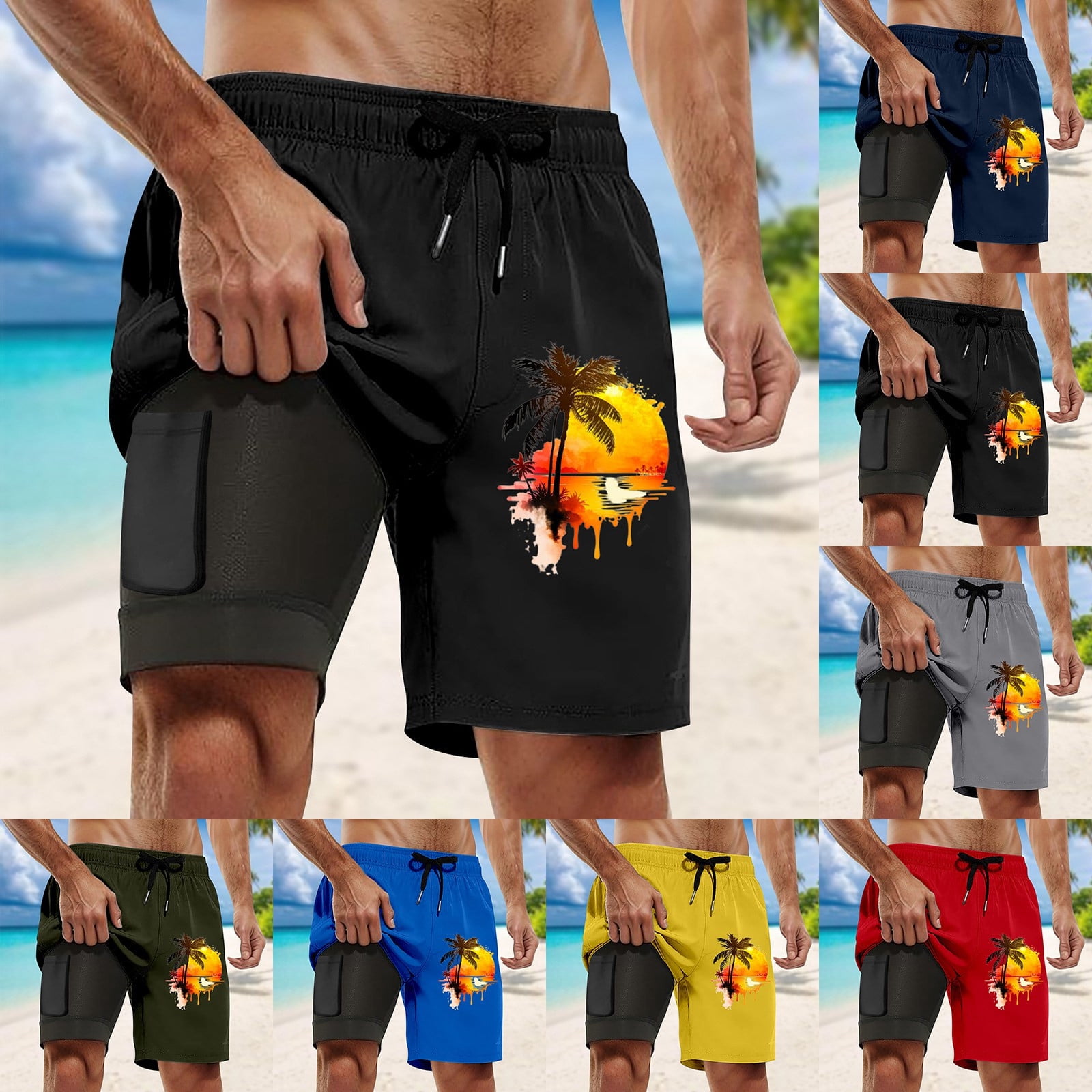 Shorts for Men Compresssion Liner Inseam Board Shorts Bathing Suit ...