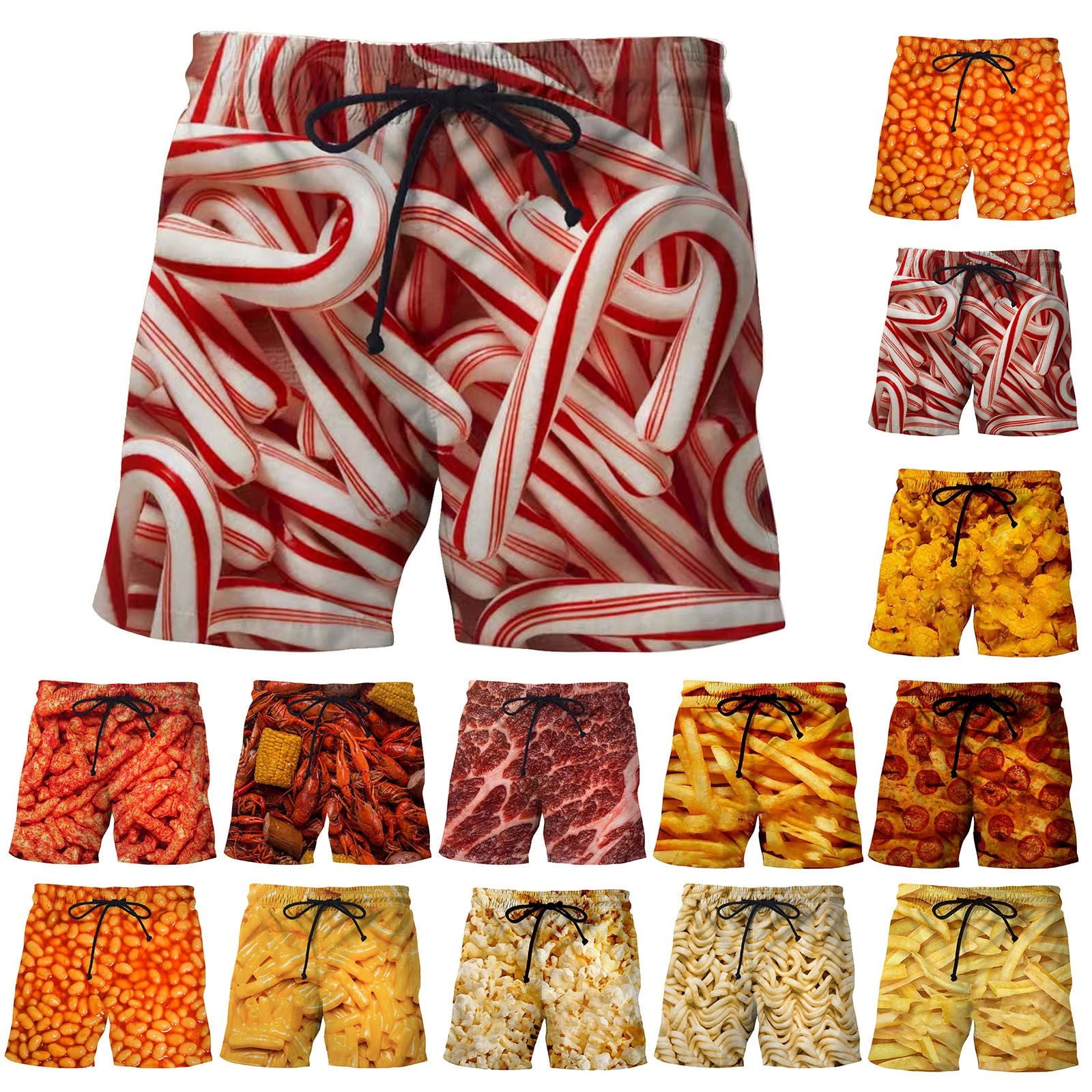 Shorts for Men Fashion Personality Food 3D Printed Casual Loose Shorts ...