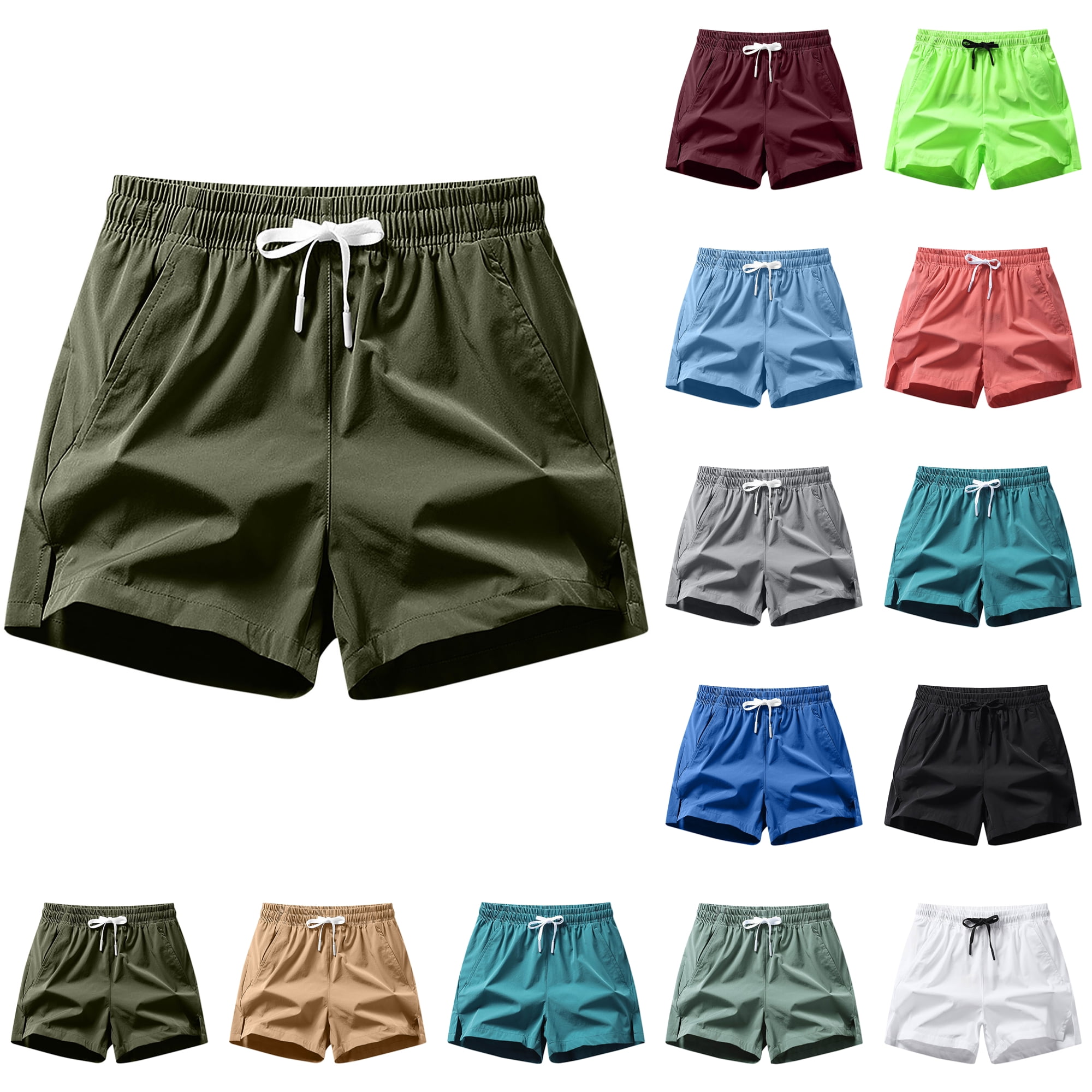 Shorts for Men Summer Solid Color Casual Shorts Mens Shorts with ...