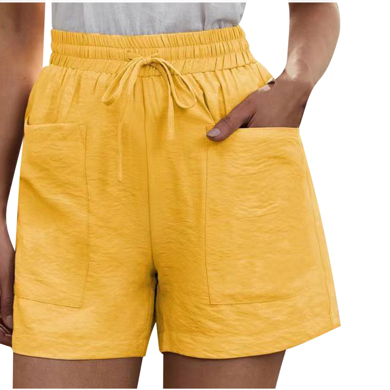 Shorts for Women Casual Smocked High Waisted Drawstring Shorts Summer ...
