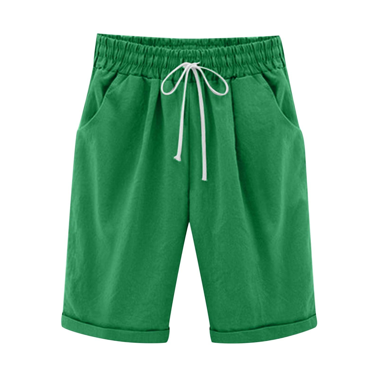 Blvb Womens Plus Size Casual Summer Shorts With Elastic Waist Knee