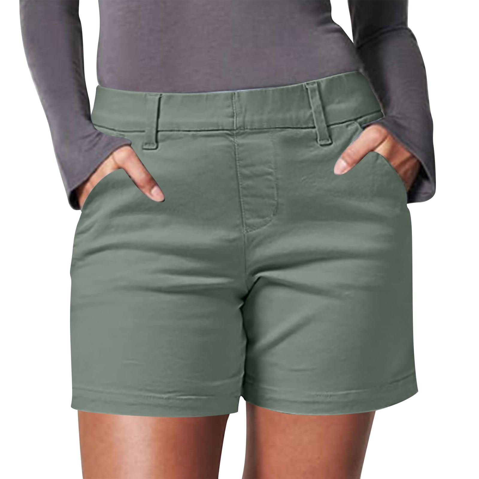 Shorts for Women Denim Stretch Twill Regular Fit Pocket Hiking Casual ...