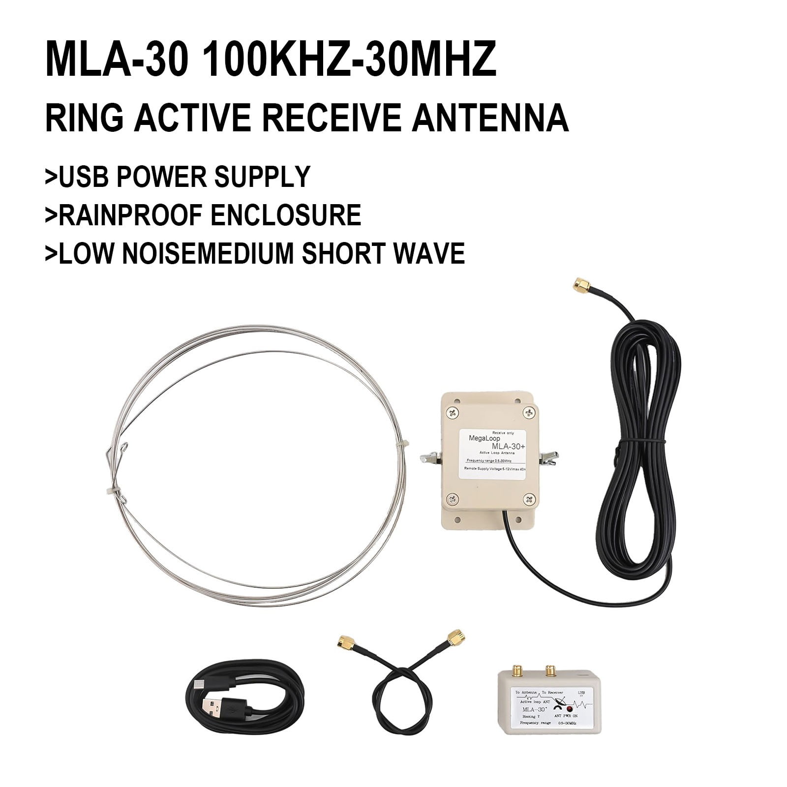 Shortwave Radio Mla-30+ Loop Antenna Locations Roofs 0.5Mhz-30Mhz Directional Magnetic Rainproof ...