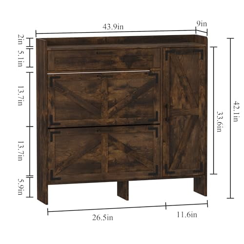 Shose Storage Cabinet for Enterway, Hidden Shoe Rack Cabinet with 2 ...