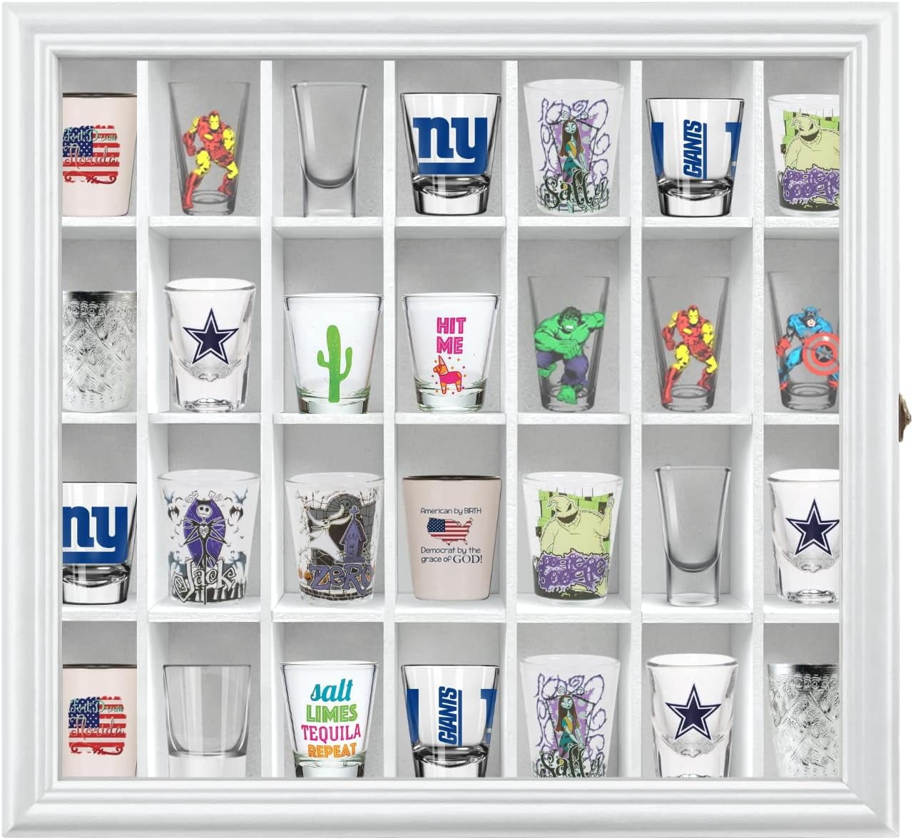 Shot Glass Display Cabinet Solid Wood - Large Display Case for ...