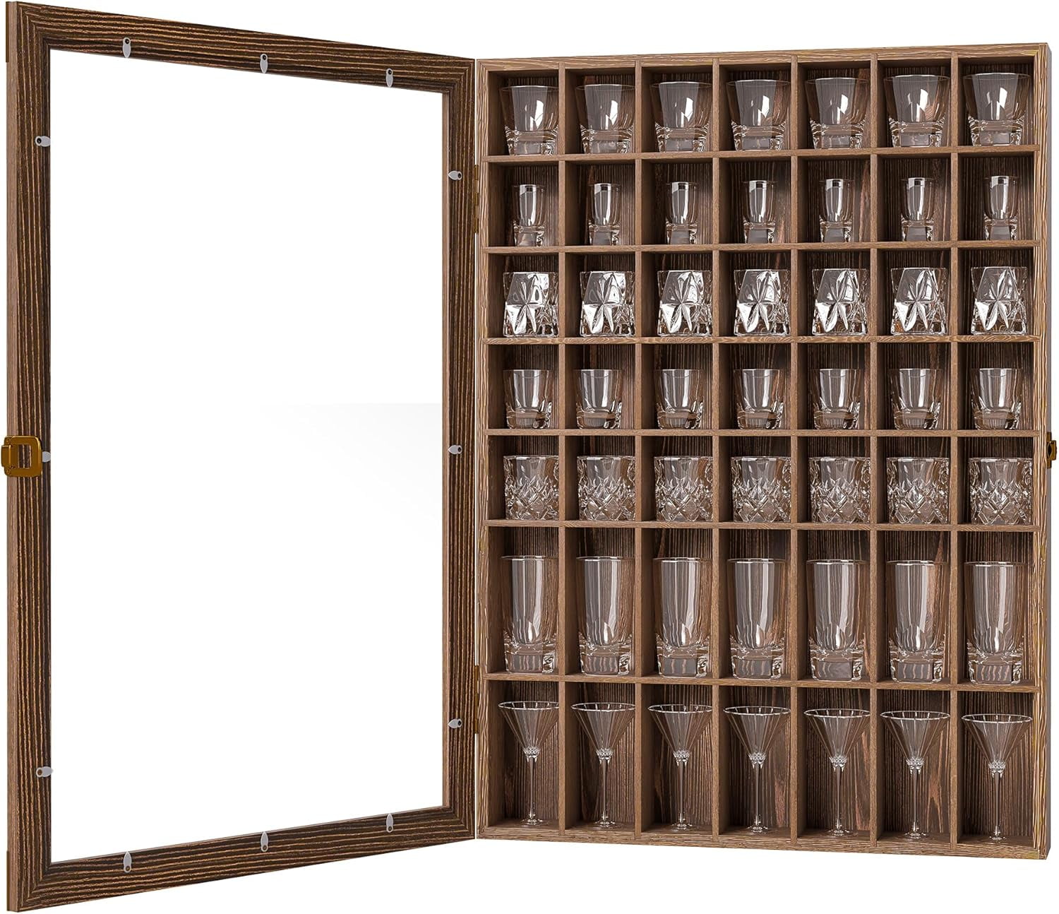 Shot Glass Display Case 49 Slots Shot Glass Display Cabinet Holder Wall ...