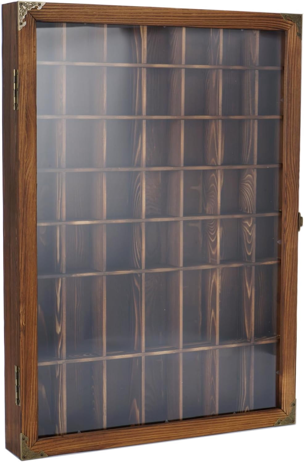 Shot Glass Display Case with Door 49 Slots Rustic Shot Glasses Storage ...