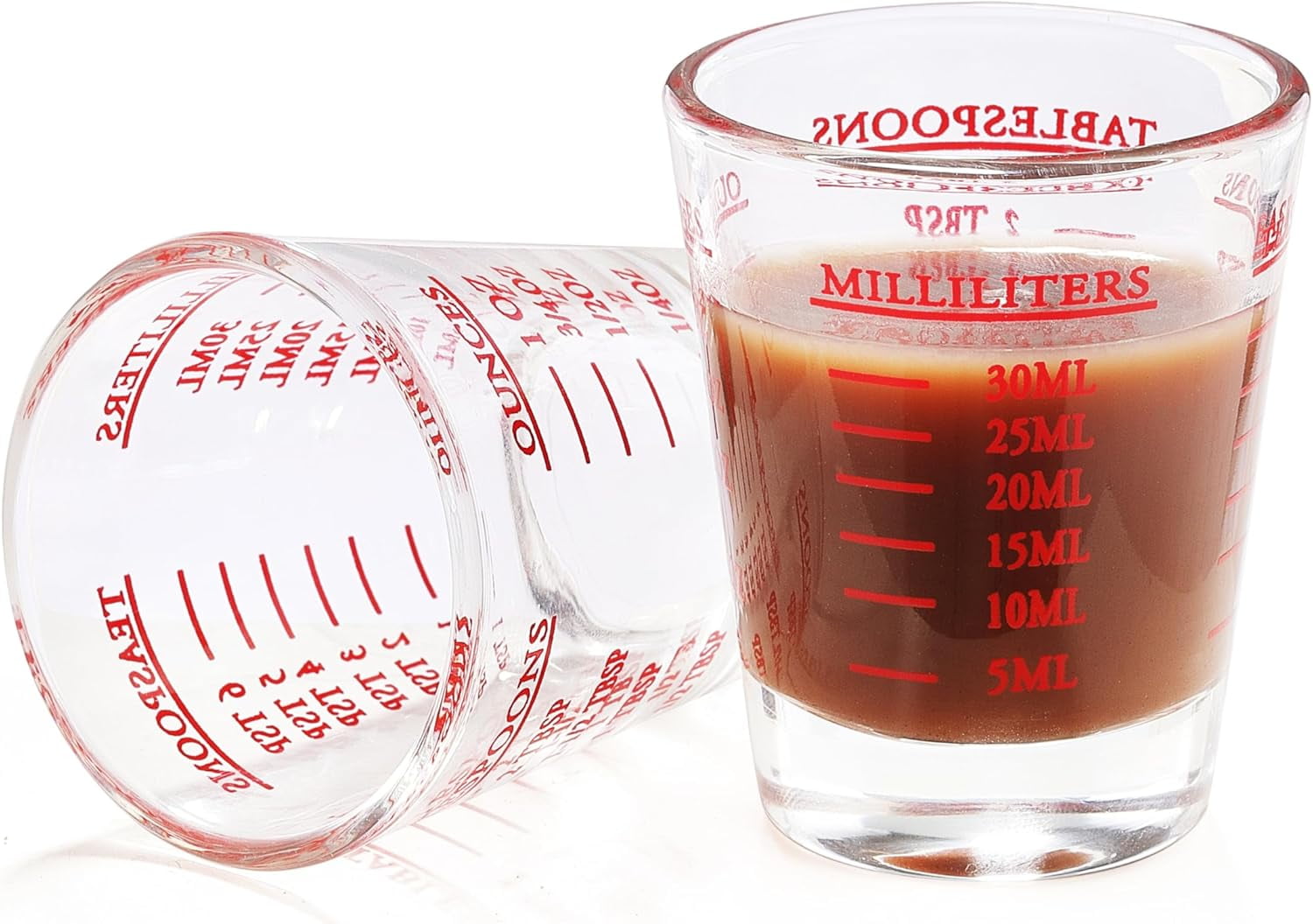 Shot Glass Measuring Cup, 2PCS Measuring Shot Glasses, Thick Base ...