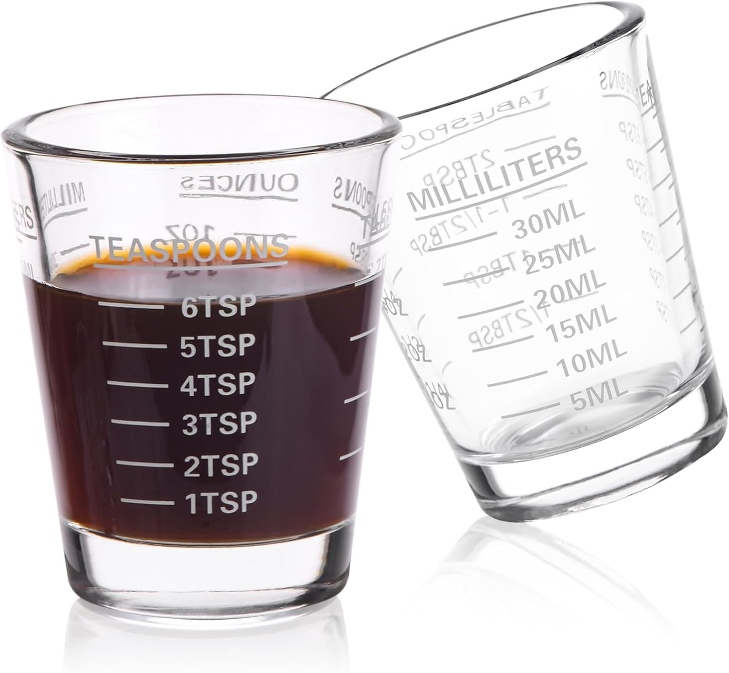 Shot Glass Measuring Cup Set of 2, Espresso Shot Glass, Incremental Measurements 1 Ounce, 2 ...